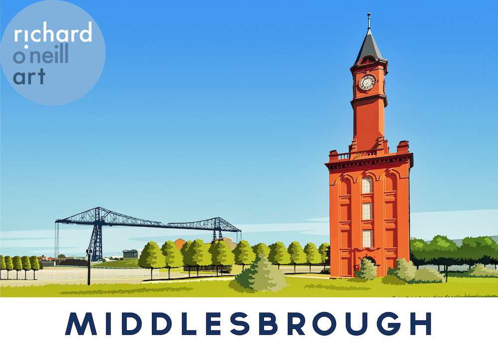 Middlesbrough (Clock Tower) Art Print – Richard O'Neill Art Shop