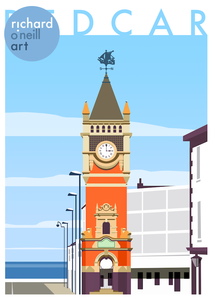 Redcar (Town Clock) Art Print – Richard O'Neill Art Shop